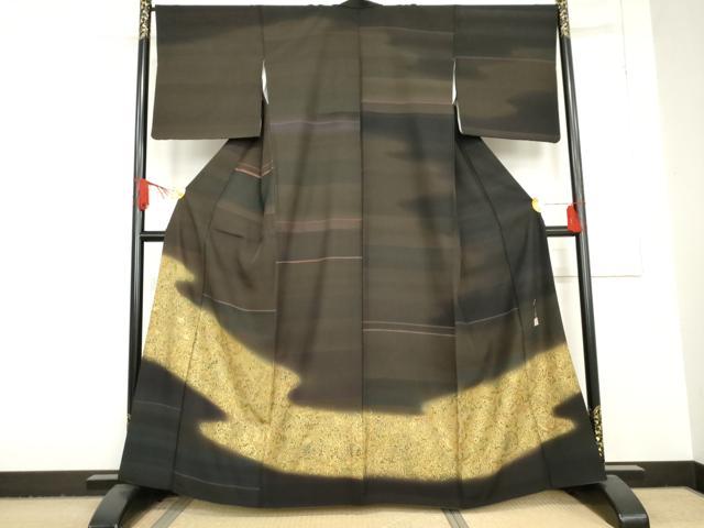 平和屋着物●訪問着　作家物　鳳凰唐草文　暈し染め　金彩　正絹　逸品　AABD6261cs