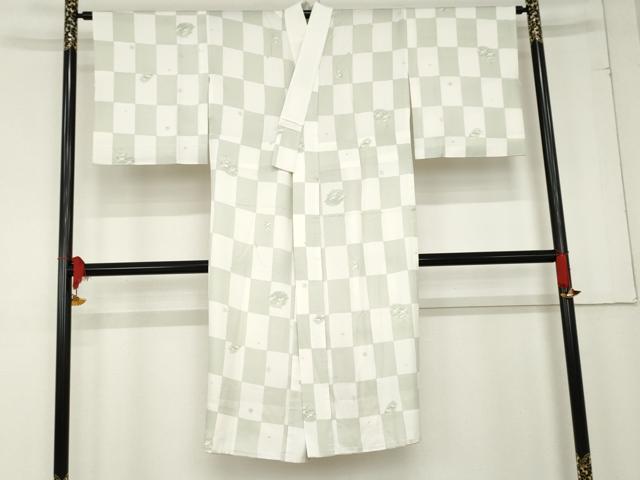 平和屋着物●長襦袢　無双仕立て　市松飛鶴花丸文　正絹　逸品　AABD6279cs