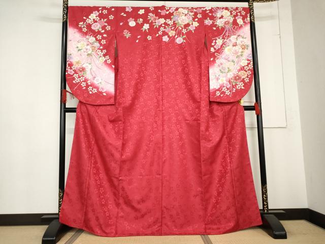 平和屋着物●小振袖　二尺袖　花丸文　暈し染め　金彩　洗える着物　AABD6350cs