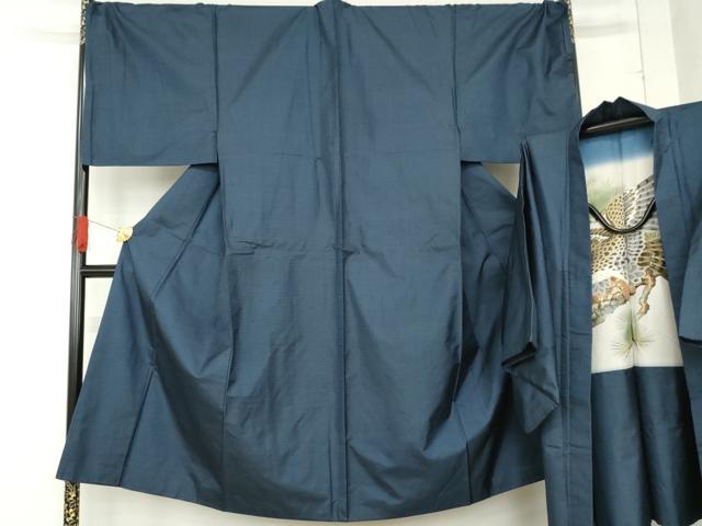 平和屋着物●男性　本場大島紬　アンサンブル　100亀甲　総詰め　羽裏：鷹　キングサイズ　正絹　逸品　AABD6368cs