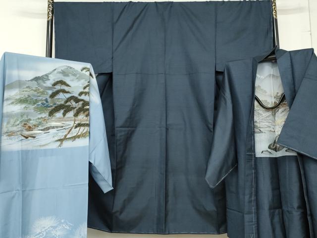 平和屋着物●男性　本場大島紬　アンサンブル　長襦袢(無双仕立て)セット　100亀甲　総詰め　正絹　逸品　未使用　AABD6370cs