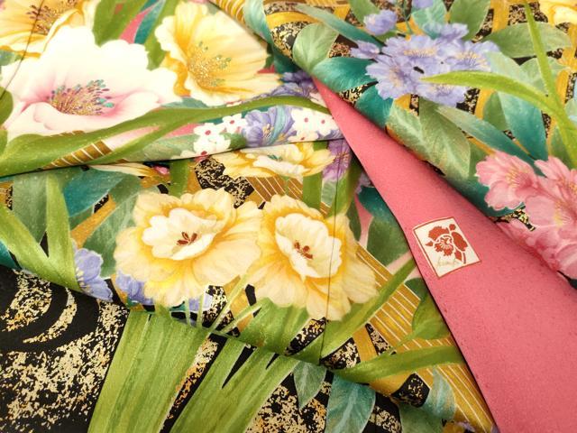 平和屋着物●女優・後藤久美子ブランド　振袖　手描き　花籬文　金彩　正絹　逸品　AABD6402cs