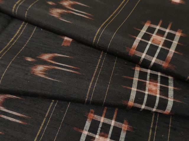 平和屋着物●本場米琉　置賜紬　琉球絣文様　正絹　逸品　AABD6406cs