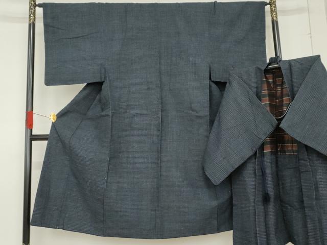 平和屋着物●男性　久留米絣　アンサンブル　横段文　綿　逸品　AABD6408cs