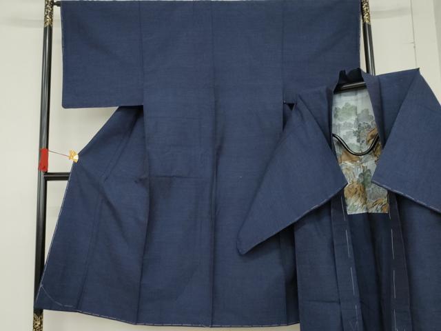 平和屋着物●男性　結城紬　アンサンブル　杢　霞文　正絹　逸品　未使用　AABD6414cs