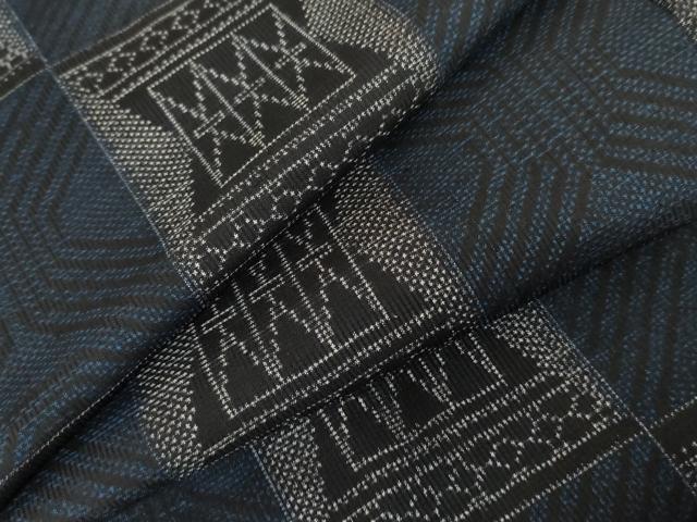 平和屋着物●本場大島紬　一元絣　変わり市松　正絹　逸品　AABD6433cs