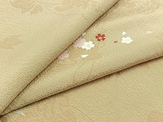 平和屋着物▽上質な小紋　単衣　草花文　正絹　逸品　AABD6446jh