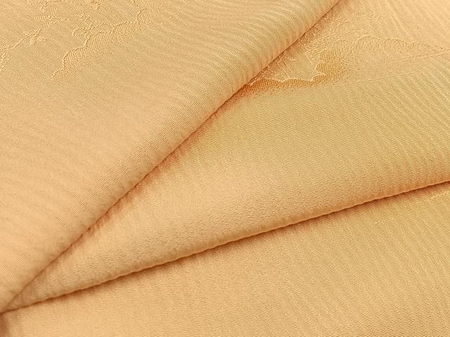 平和屋着物▽色無地　単衣　花籬地紋　雄黄色　洗える着物　AABD6453jh