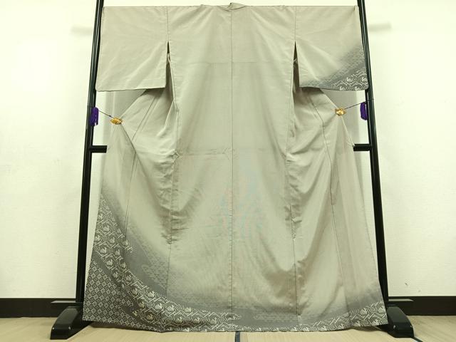 平和屋着物▽本塩沢　訪問着　単衣　有栖川文様　正絹　逸品　AABD6478jh