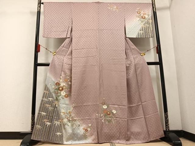 平和屋着物●訪問着　草花文　暈し染め　金彩　正絹　逸品　AABD6488ph