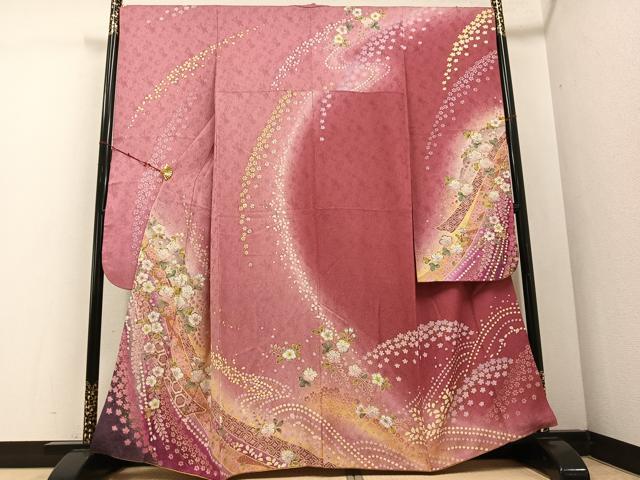 平和屋着物●豪華振袖　辻が花　暈し染め　金彩　銀通し地　やまと誂製　正絹　逸品　AABD6536ph