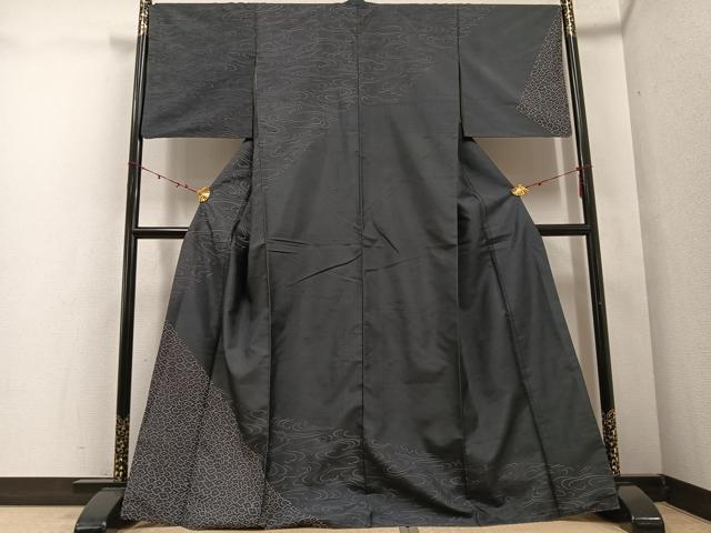 平和屋着物●訪問着　紬地　流水文　正絹　逸品　AABD6539ph