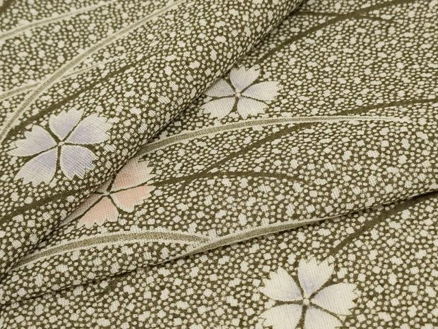 平和屋着物＊夏物　小紋　紗　芝花文　洗える着物　AABD6583jd