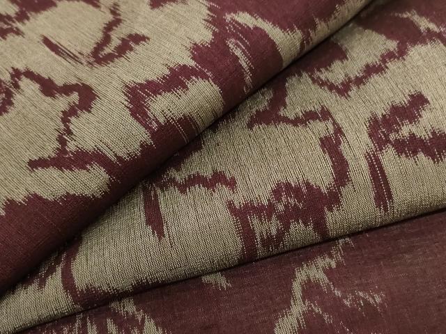 平和屋着物＊夏物　紗紬　扇子草花文　正絹　逸品　未使用　AABD6590jd