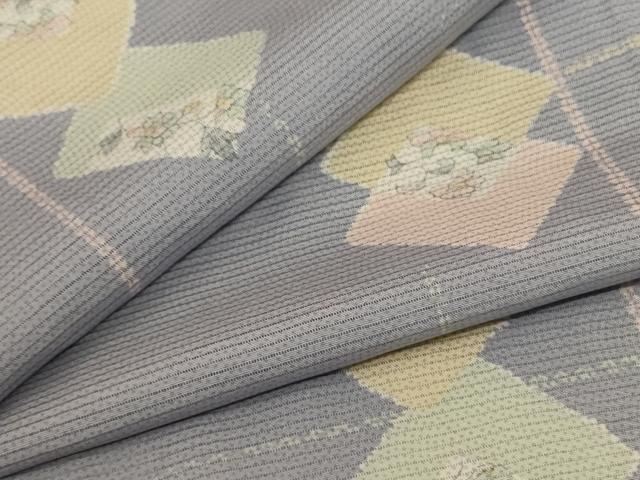 平和屋着物＊夏物　小紋　絽　色紙草花文　正絹　逸品　AABD6598jd