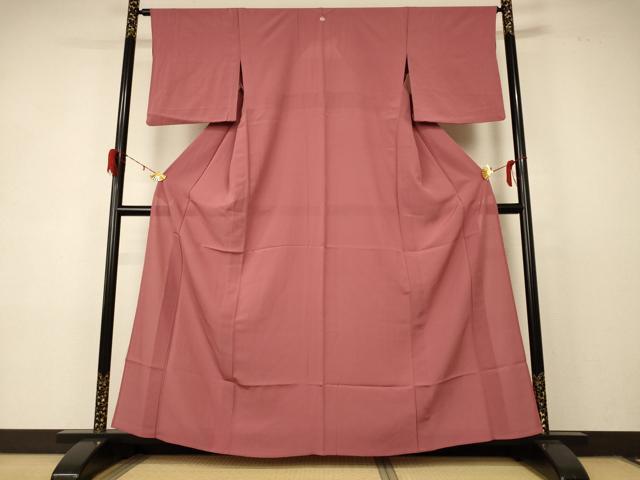 平和屋着物＊夏物　色無地　絽　真赭色　三越扱い　正絹　逸品　AABD6599jd