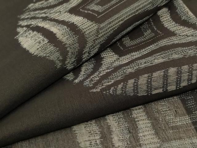 平和屋着物＊夏物　紗紬　幾何学丸文　正絹　逸品　AABD6602jd