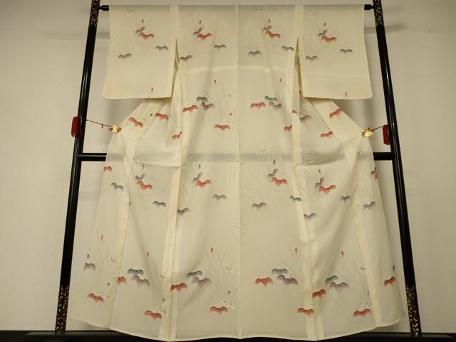 平和屋着物＊夏物　小紋　絽　草花文　正絹　逸品　AABD6635jd