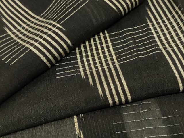 平和屋着物＊夏物　紗紬　幾何学文様　正絹　逸品　AABD6637jd