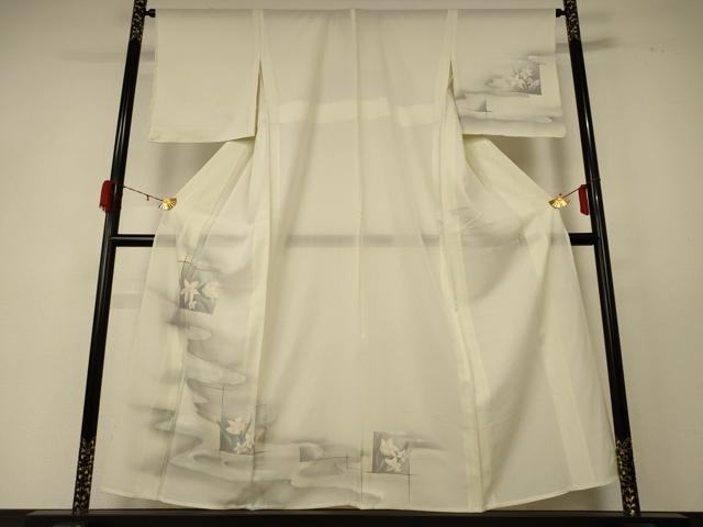 平和屋着物＊夏物　訪問着　絽　草花文　正絹　逸品　AABD6640jd