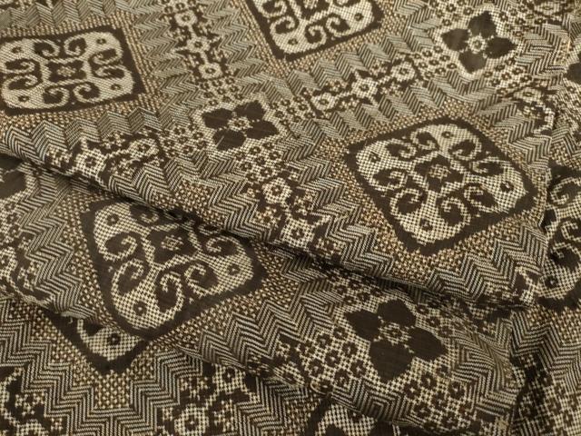 平和屋着物●本場大島紬　龍郷絣　アンティーク大島　花菱文　正絹　逸品　AABD6644ck