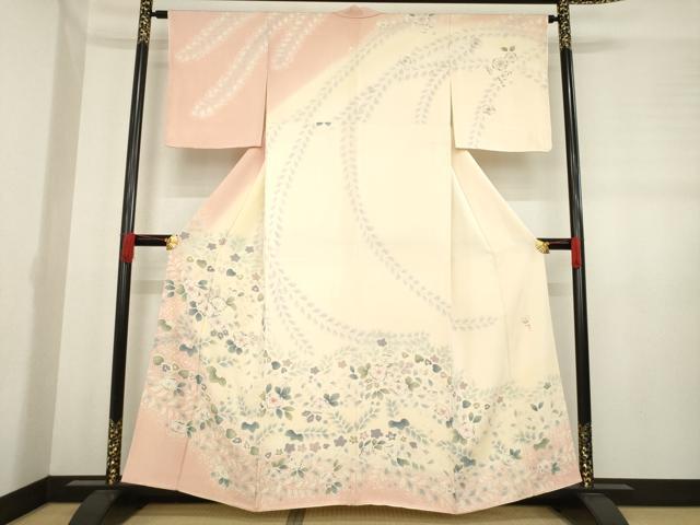 平和屋着物●訪問着　作家物　辻が花　舞花文　暈し染め　正絹　逸品　AABD6705ck