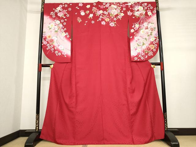 平和屋着物●小振袖　二尺袖　花束文　暈し染め　金彩　洗える着物　AABD6719ck