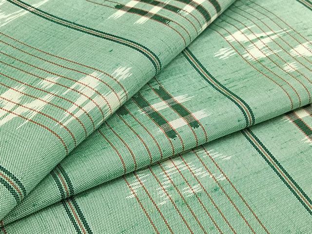 平和屋着物▽上質な紬　単衣　琉球絣　正絹　逸品　AABD6972jh