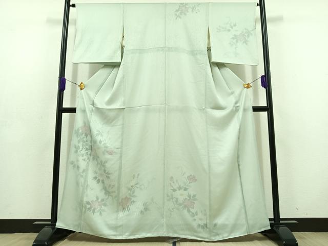 平和屋着物▽訪問着　無双　紗袷　紗×絽　手描き　草花文　正絹　逸品　AABD6989jh