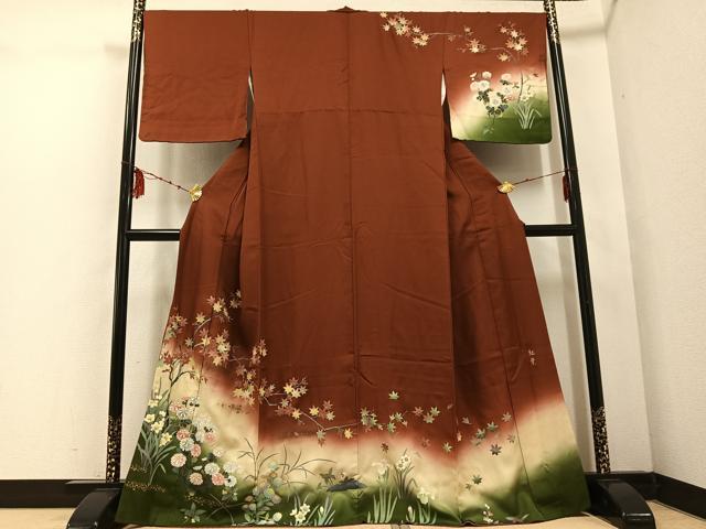 平和屋着物●訪問着　紅葉　暈し染め　金彩　さが美扱い　正絹　逸品　AABD7003ph
