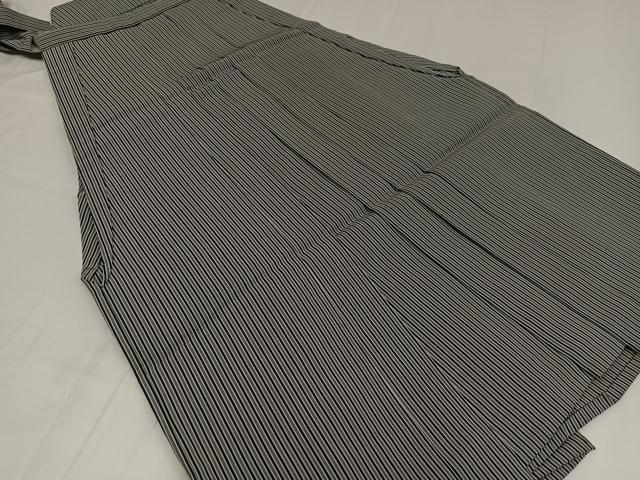 平和屋着物●男性　創業100年　毘龍織　安部吉　馬乗り袴　縞　正絹　逸品　AABD7016ph