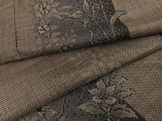 平和屋着物●本場大島紬　カタス7マルキ　草花間道　正絹　逸品　AABD7031ph