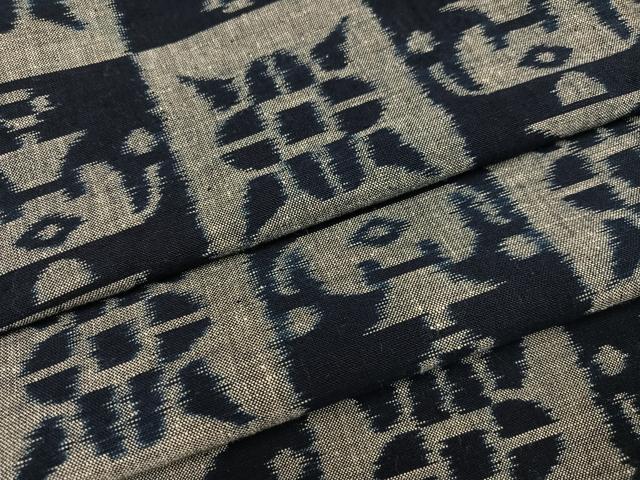 平和屋着物●久留米絣　単衣　市松文様　綿　逸品　AABD7032ph