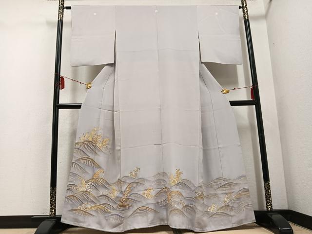 平和屋着物●創業460年・千總　色留袖　駒刺繍　竹屋町刺繍　立波文　金彩　正絹　逸品　AABD7059ph