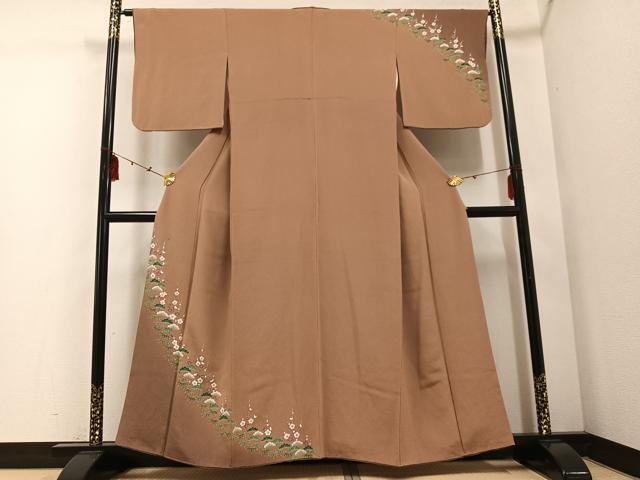平和屋着物●訪問着　友禅　松竹梅　暈し染め　鬼しぼ縮緬　正絹　逸品　AABD7075ph