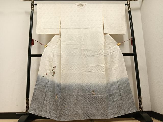 平和屋着物●訪問着　絞り　刺繍　草花文　暈し染め　金糸　正絹　逸品　未使用　AABD7076ph