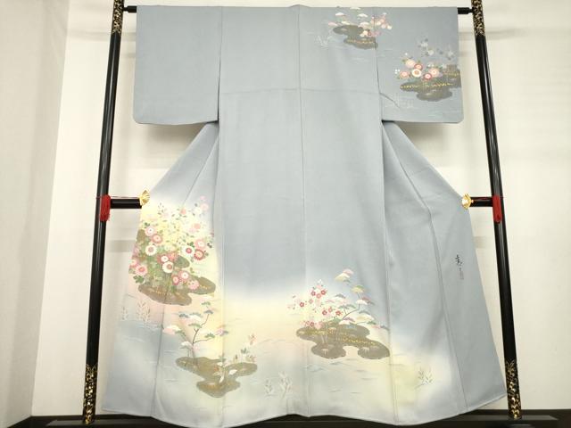 平和屋着物●京友禅の第一人者　松井青々　訪問着　風景文　暈し染め　正絹　逸品　AABD7368ck