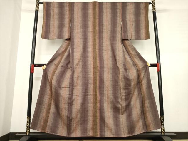 平和屋着物●珈琲染　紬　間道　正絹　逸品　AABD7384ck