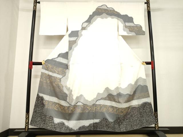 平和屋着物●訪問着　絞り　道長花文　金彩　正絹　逸品　AABD7385ck