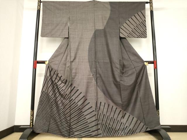 平和屋着物●本場大島紬　訪問着　カタス7マルキ　幾何学文様　正絹　逸品　未使用　AABD7406ck