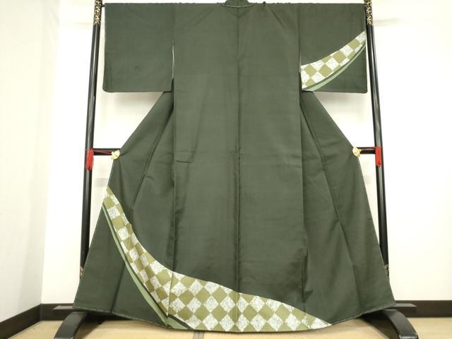 平和屋着物●本場大島紬　染大島　訪問着　市松文　さが美扱い　正絹　逸品　未使用　AABD7412ck