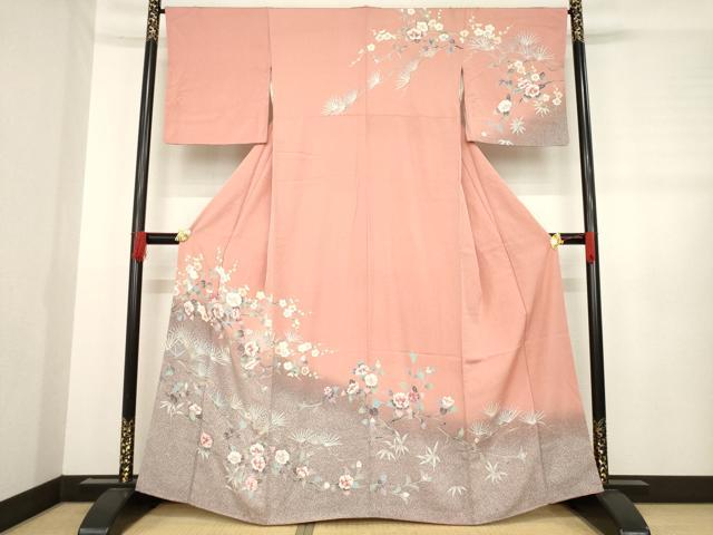 平和屋着物●訪問着　枝花文　正絹　逸品　AABD7425ck