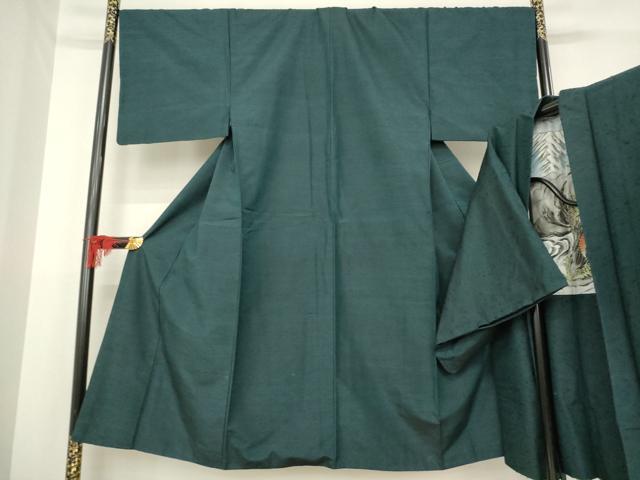 平和屋着物●男性　紬　アンサンブル　色無地　褐返し色　正絹　逸品　AABD7437ck