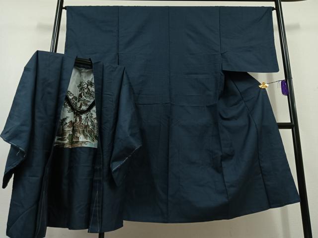 平和屋着物▽男性　紬　単衣　アンサンブル　110亀甲　総詰め　正絹　逸品　AABD7482jh