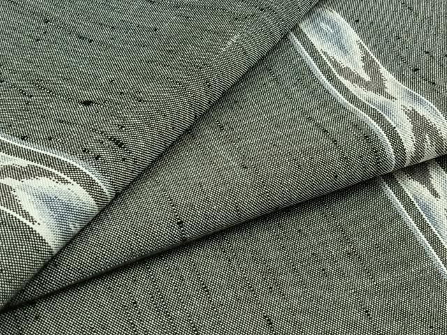 平和屋着物▽上質な紬　単衣　菱間道　正絹　逸品　AABD7489jh