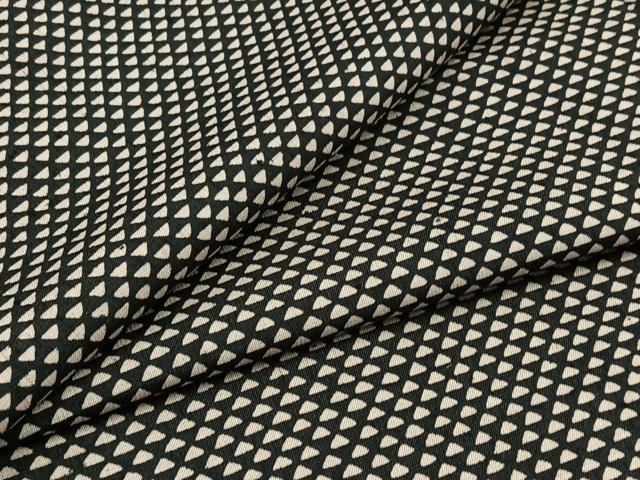 平和屋着物▽上質な小紋　単衣　紬地　幾何学文様　反端付き　正絹　逸品　AABD7491jh