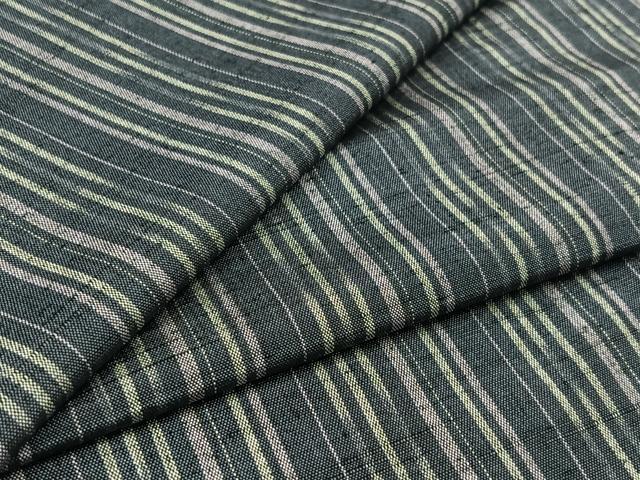 平和屋着物▽上質な紬　単衣　縞　正絹　逸品　AABD7497jh