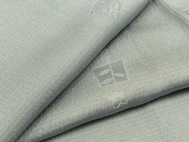 平和屋着物▽上質な色無地　単衣　流水花地紋　灰青色　正絹　逸品　AABD7510jh
