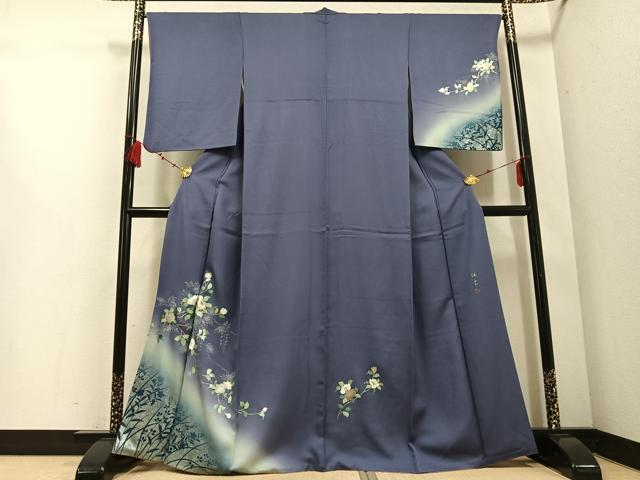 平和屋着物●訪問着　枝花文　暈し染め　金銀彩　正絹　逸品　AABD7524ph