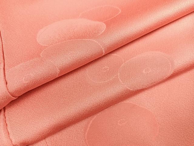 平和屋着物●上質な色無地　万寿菊地紋　甚三紅色　正絹　逸品　AABD7534ph